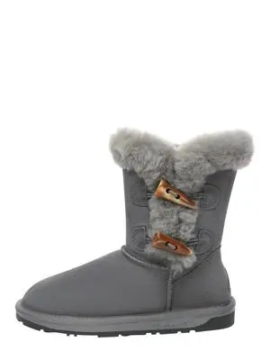 EVERAU AUSTRALIA Stork Horn Toggle Button Short Boots - Grey