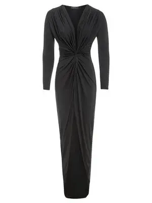 SARVIN Knot Front Midi Dress - Black