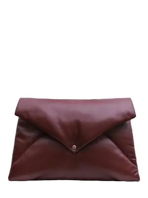 JULIA ALLERT Faux Leather Envelope Clutch Bag Burgundy - Red