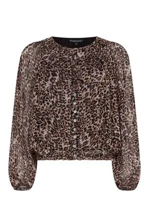 ROSE & NANCY Sienna Print Blouson Blouse - Brown