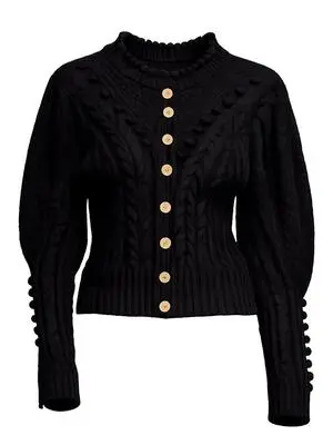 TANTRA SPAIN SL Crochet Knit Jacket With Pom-pom And Flower Details - Black