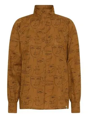 GROBUND The Sonja Shirt - The One With A High Collar In Cognac Brown