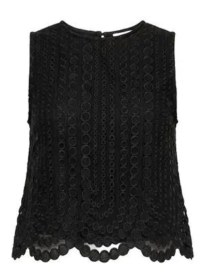 TANTRA SPAIN SL Lace Top With Circle Detailing And A Round Neckline - Black