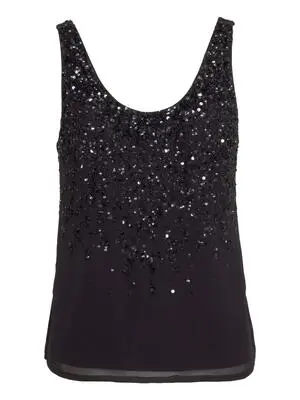 ROSE & NANCY Selene Sequin Vest - Black