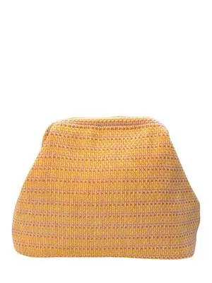 LILLY LOVES Pink Woven Beach Clutch Yellow