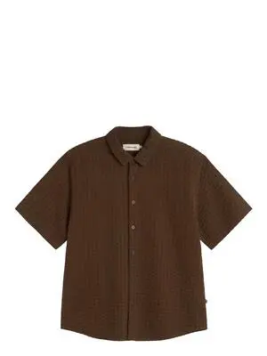 THINKING MU Tom Seersucker Shirt - Brown