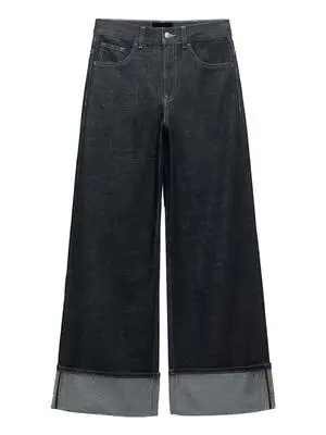 CHANEL JOAN ELKAYAM Dark Indigo Folder Hem Jeans - Blue