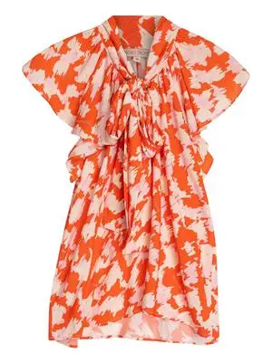 NIZA Zia Blouse With Bow And Ruffles - Red
