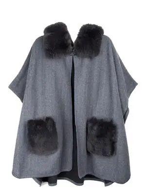 Saachi Faux Fur Pocket Kimono - Grey