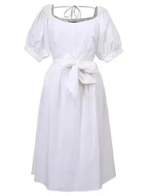 SMART AND JOY Puffy Sleeves Fit-and-flare Blouse-dress - White