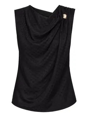 EXQUISE Stephanie Asymmetric Blouse - Black
