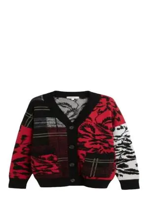Saachi Floral Plaid Cardigan - Red