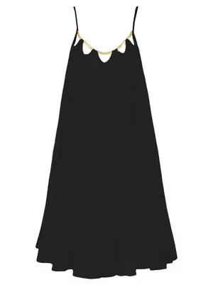 ALINA CERNATESCU Nevara Short Wide Skirted Silk Dress With Metallic Details