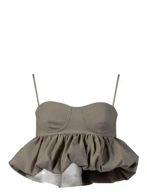 LENDROP STUDIOS Kairi Suiting Balloon Peplum Bodice - Grey