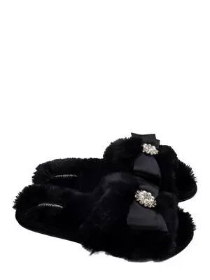 PRETTY YOU Anya Slider Slipper With Diamante - Black