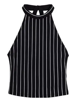 MARIANNE BY MARIE JORDANE Parker And White Striped Backless Halter Top In Upcycled Viscose - Black