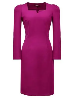 SMART AND JOY Puffy Sleeves Fitted Dress - Fuchsia Pink