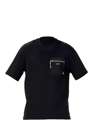 SMART AND JOY Zipper On Pocket T-shirt - Black