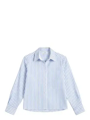 LUÚM Evian Striped Cotton Poplin Cropped Top - Blue