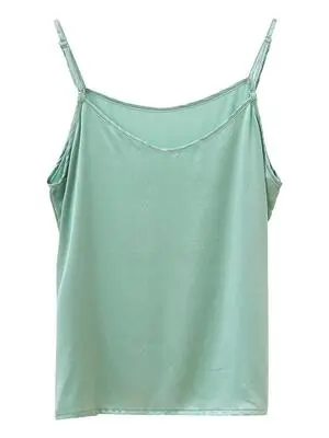 SOFT STROKES SILK Pure Mulberry Silk Camisole With Adjustable Straps Relaxed Fit Jade - Green