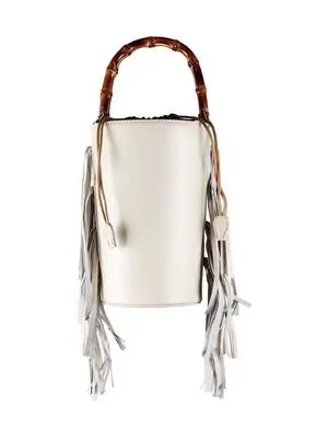 F3ROG BY RANA Neutrals Fringe Crossbody Bucket Bag - Beige