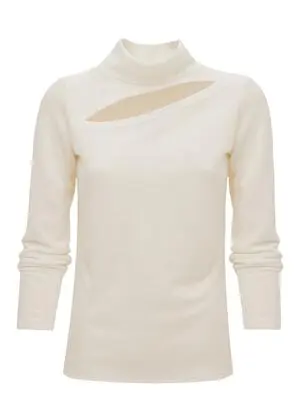 JULIA ALLERT Neutrals Ecru Blouse With A Cutout Jersey - Beige