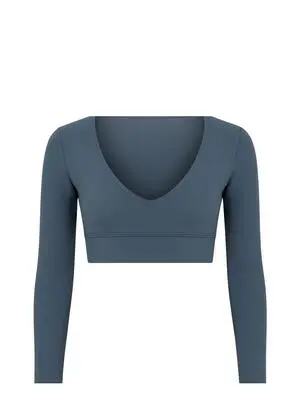 ALTRA VOLTA Long-sleeve V-neck Top – Petrol - Blue
