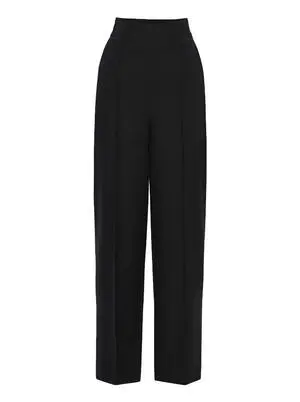 EXQUISE Relaxed Wide Leg Straight Pants - Black