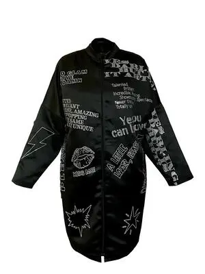 MAXJENNY Black / Silver Festive Coat Black With Swarovski Details - Black/silver
