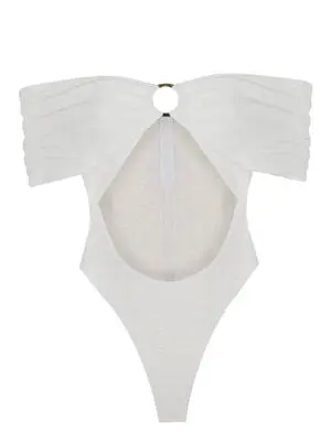 NO'DESIGN Maze Madonna Neckline Bodysuit - White