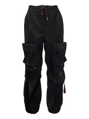LALIPOP DESIGN Velvety Look Cargo Pants With Straps - Black
