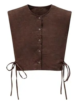 MUTE BY JL Side Tie Linen Top - Brown