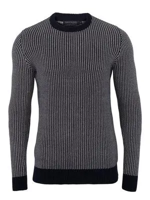PAUL JAMES KNITWEAR Cotton Fisherman Tuck Stitch Jumper Navy - Blue