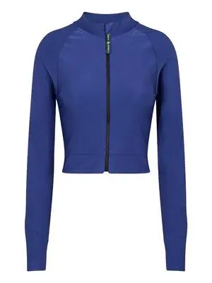 NUMBAT Stella Zipper Swim Crop Top With Long Sleeves - Blue