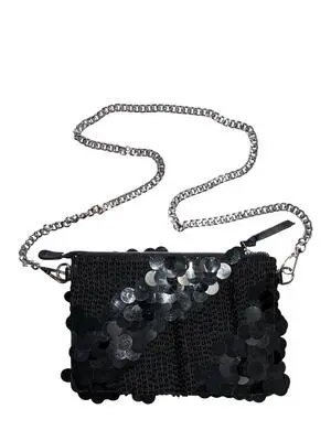 ANY OLD IRON Black / Silver Glossy Black Sequin Bag - Black/silver