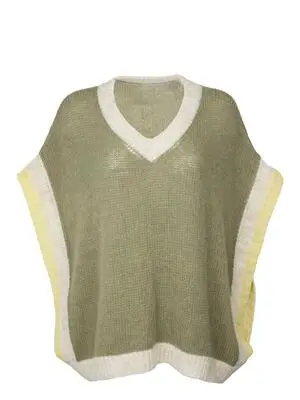 Saachi Colorblock Knit Moss Sweater Vest - Green