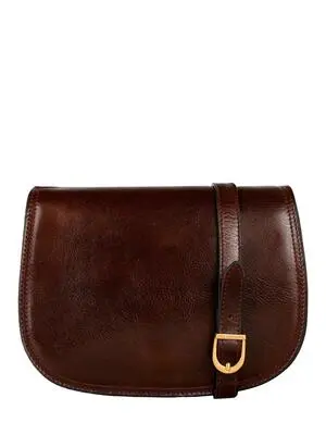 TIME RESISTANCE Italian Leather Cross Body Bag - Brown