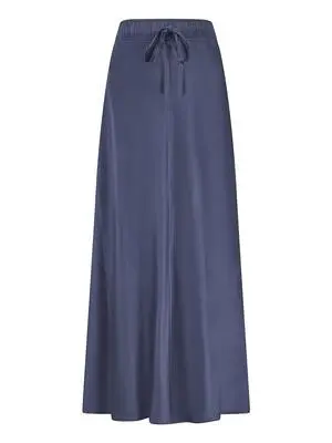 THE SUMMER EDIT Ella Silk Skirt Navy - Blue