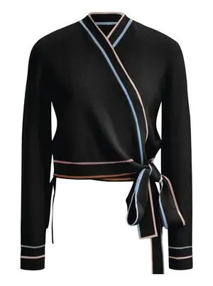 ROCH PEREL Coloured Trim Wrap Sweater - Black