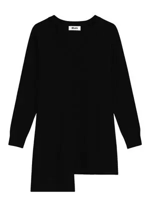 NUVV COLLECTION Asymmetric Merino Wool Sweater – Premium Italian Yarn - Black
