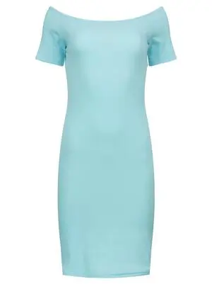 CONQUISTA Off-shoulder Ribbed Dress Aqua - Blue