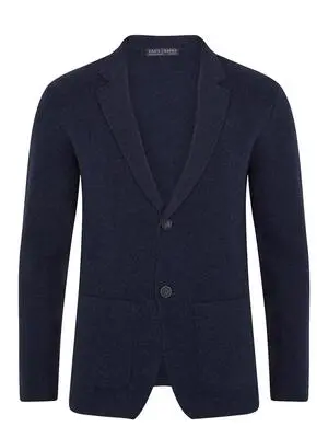 PAUL JAMES KNITWEAR Midweight Lambswool Benedict Knitted Blazer Oxford - Blue