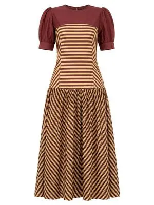 Carmen Says Sugarplum Burgundy Striped Dress - Red