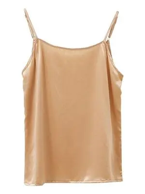 SOFT STROKES SILK Pure Mulberry Silk Camisole With Adjustable Straps Relaxed Fit Champagne - Brown