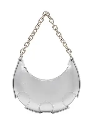 AMY LYNN Reno Leather Handheld Crescent Mini Bag - Silver