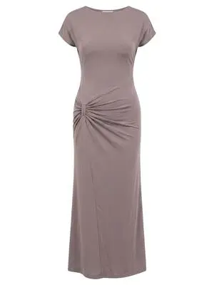 TANTRA SPAIN SL Long Dress With Draped Detail At The Waist And Adjustable Back With Braided Lacing - Grey