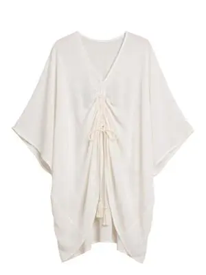 Saachi Short Tassel Tie Kaftan - White