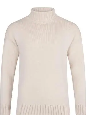 PAUL JAMES KNITWEAR Merino Wool Roll Neck Jumper - Beige
