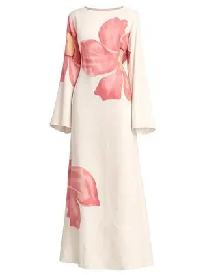 TANTRA SPAIN SL Long Floral Dress With Square Neckline And Straps At The Back - Pink
