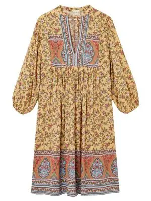 Pink Haley Gianna Midi Dress In Yellow - Orange
